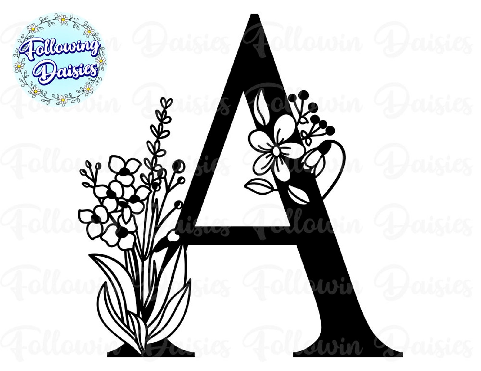 LETRA A Floral en SVG, Letra A decorada con flores, Archivos de corte ...