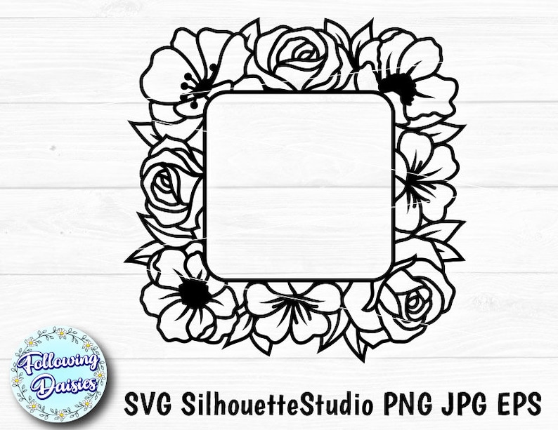 FLORAL FRAME in SVG Floral Wreath Monogram Frame Square - Etsy