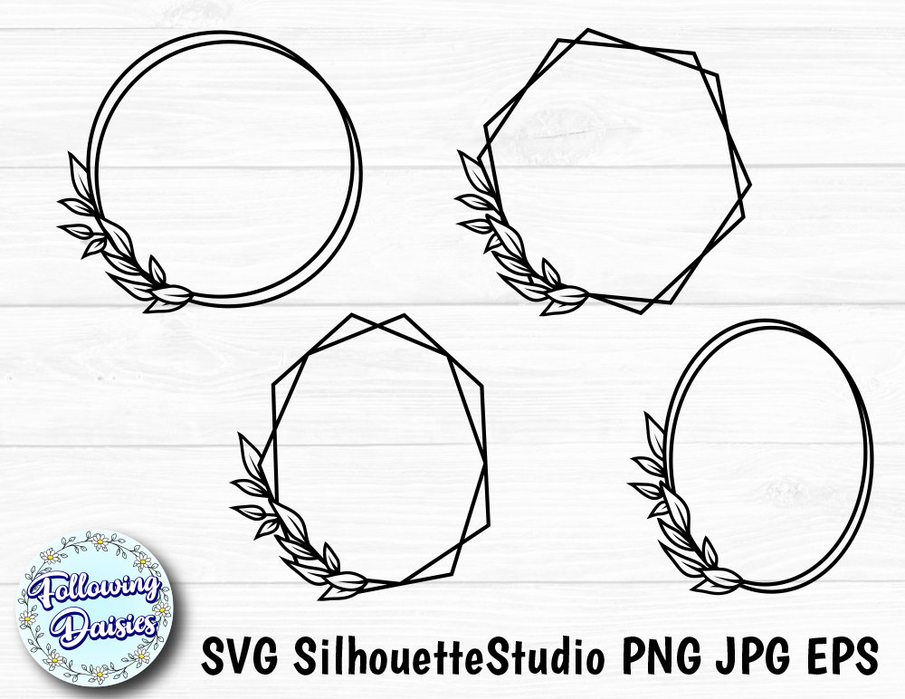 LEAF FRAMES in SVG Geometric Frames Monogram Frame Circle | Etsy Canada