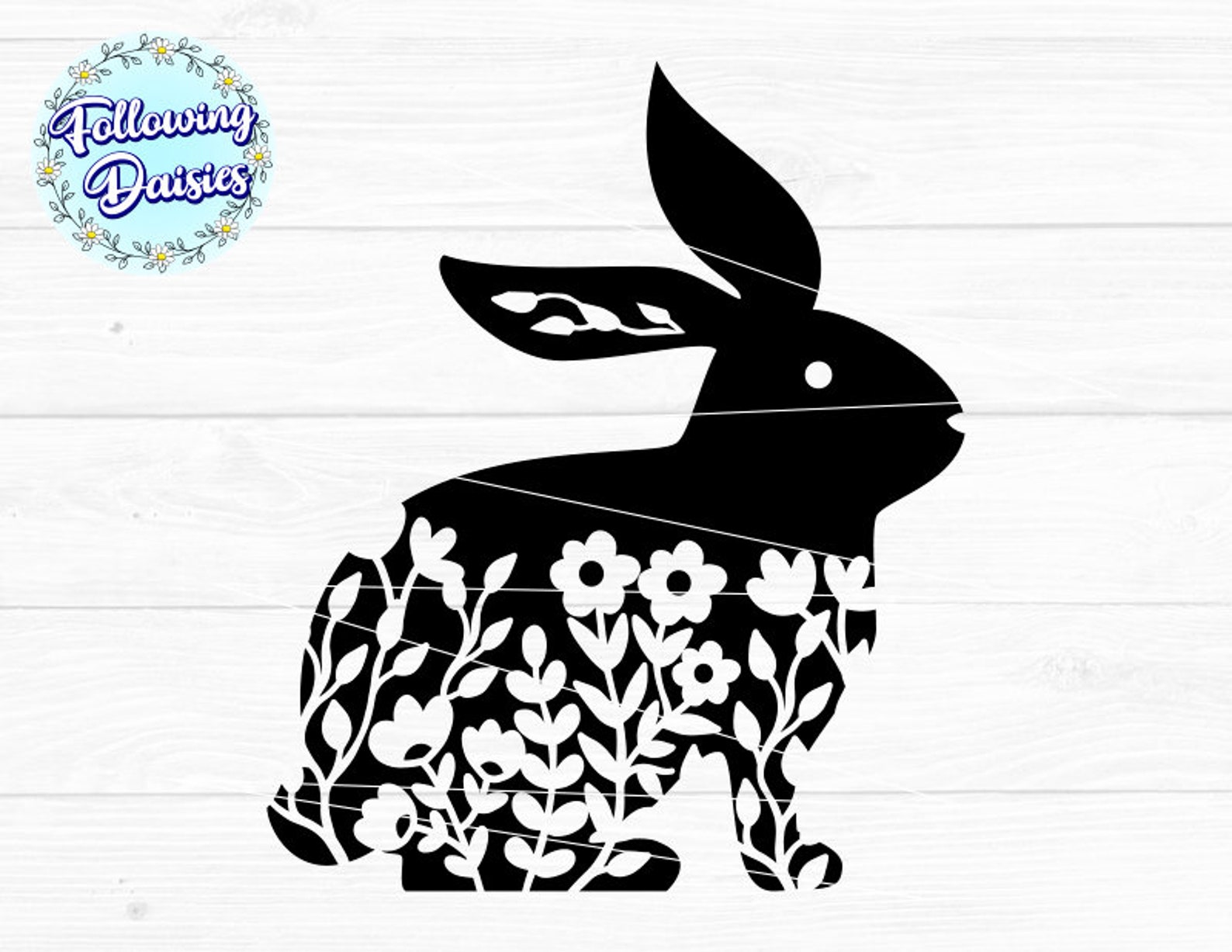 BUNNY in SVG, Floral Rabbit, Bunny Decorated With Flowers, Svg Files ...