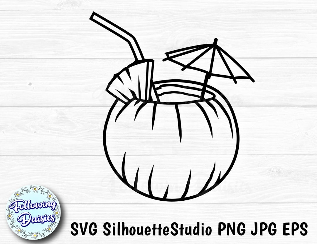 COCONUT Cocktail in SVG, Summer, Beach, Holidays, Tropical, Drink, Svg ...