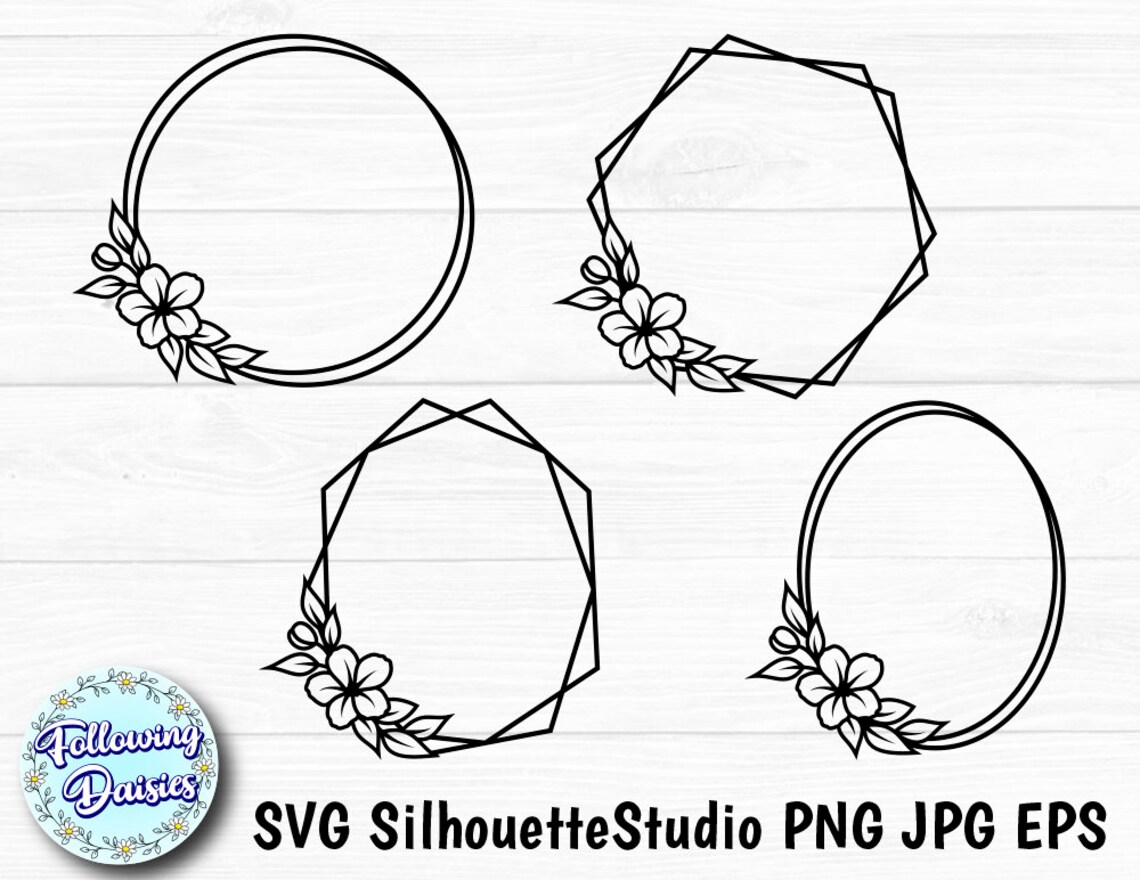 FLORAL FRAMES in SVG No.1 Geometric Frames Monogram Frame | Etsy
