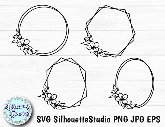 FLORAL FRAMES in SVG No.1 Geometric Frames Monogram Frame | Etsy