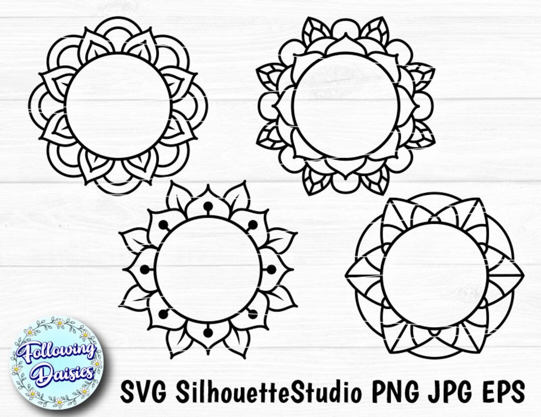 Circular MANDALA FRAMES in SVG, Wreaths, Monogram Frame, Mandalas ...