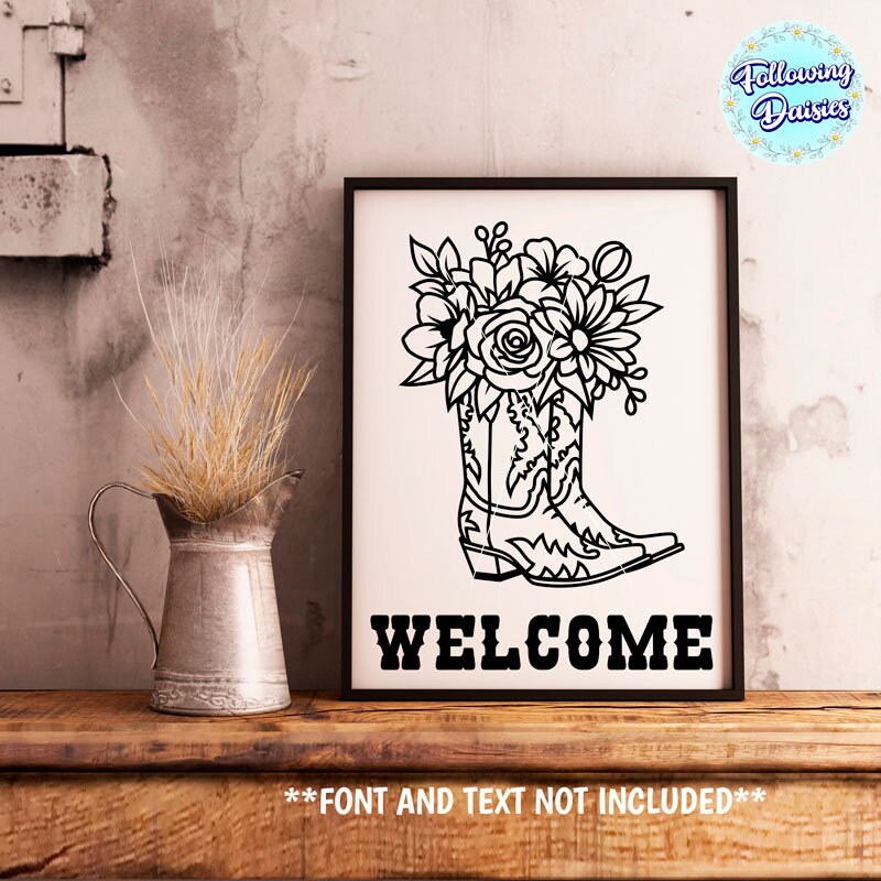 COWBOY BOOTS SVG Boots Decorated With Flowers Western - Etsy