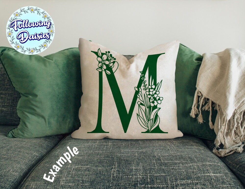 LETRA M Floral en SVG, Letra M decorada con flores, Archivos de corte ...