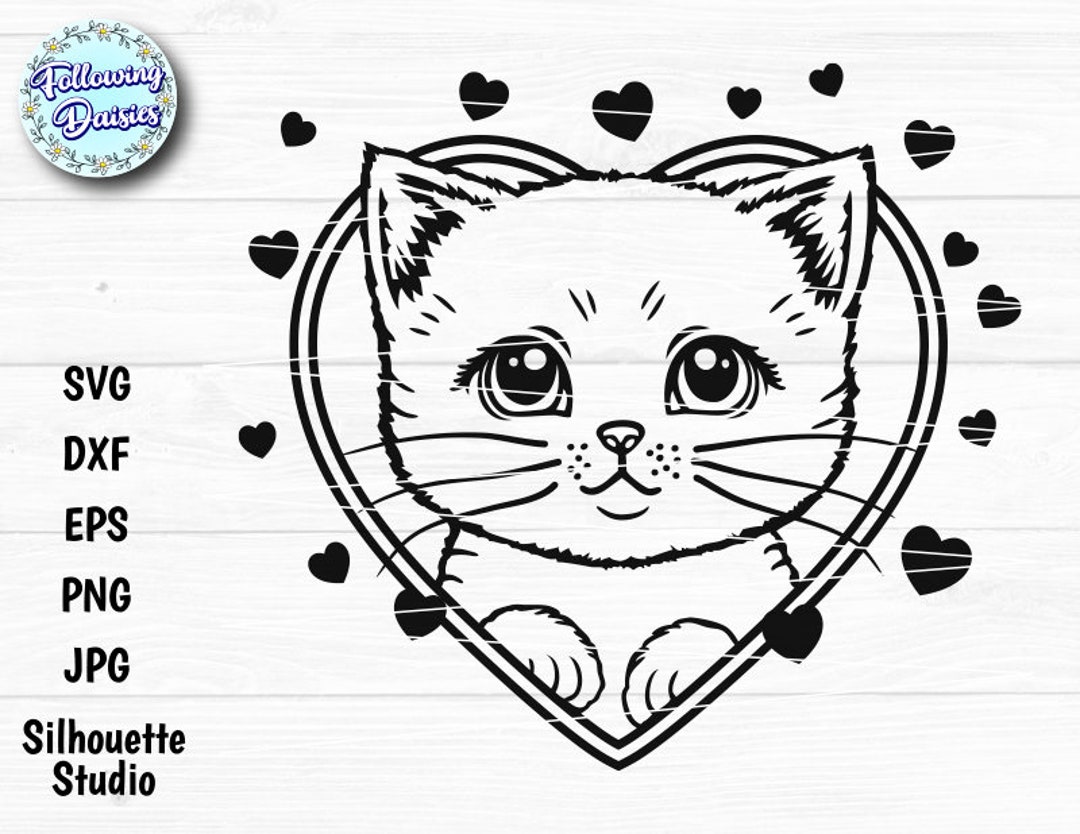 CAT SVG Cat Face Svg Valentines Day Svg Cat Svg Files for - Etsy