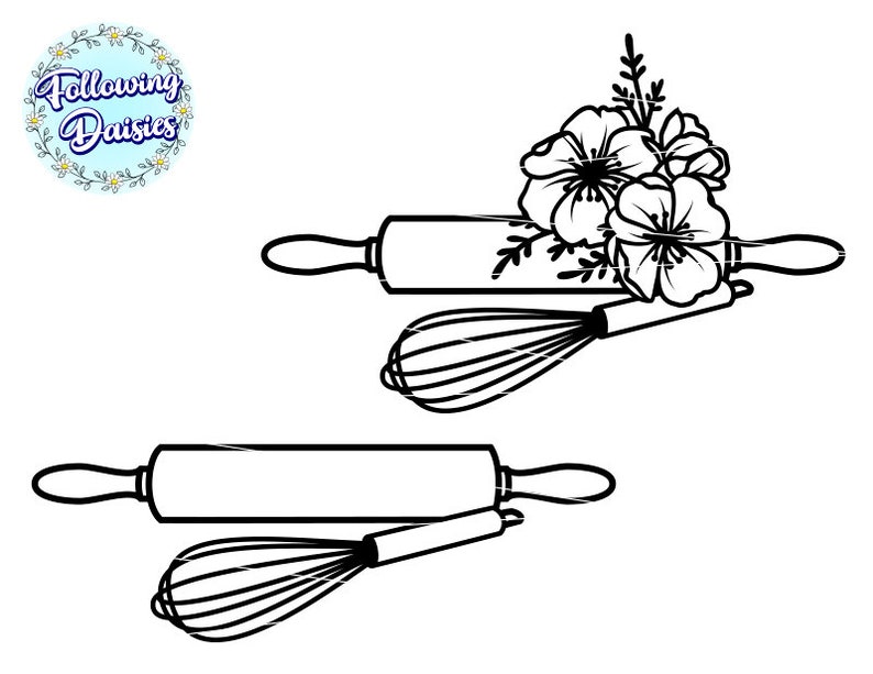 BAKERY in SVG, Baker, Rolling Pin, Flowers, Baking Cut File, Cooking ...