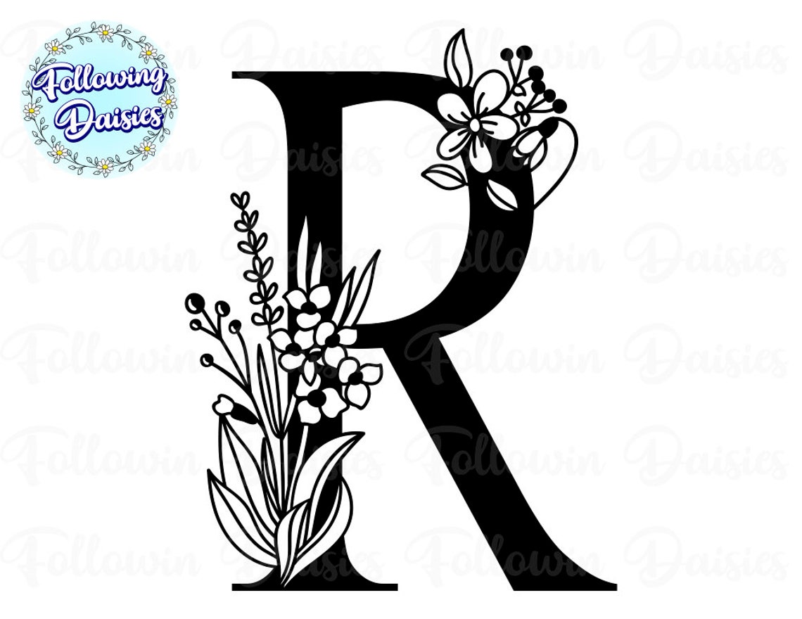 FLORAL LETTER R in Svg Decorative Initial Paper Cut - Etsy