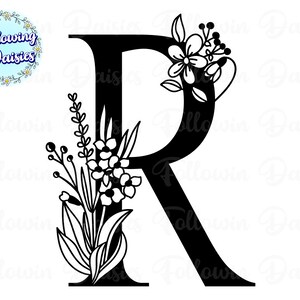 FLORAL LETTER R in Svg, Decorative Initial, Paper Cut Template, Instant ...