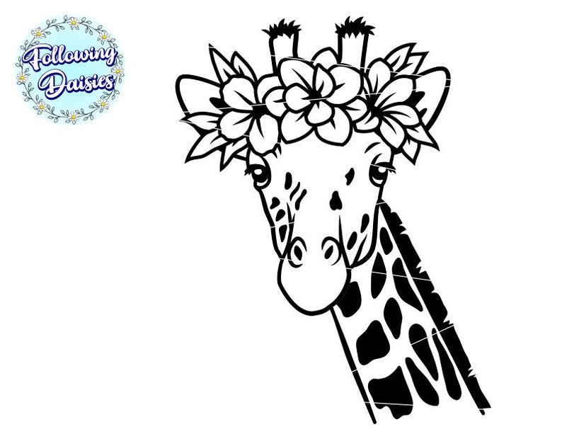 GIRAFFE in SVG, Giraffe With Flower Crown, Floral, Animals, Animal Face ...
