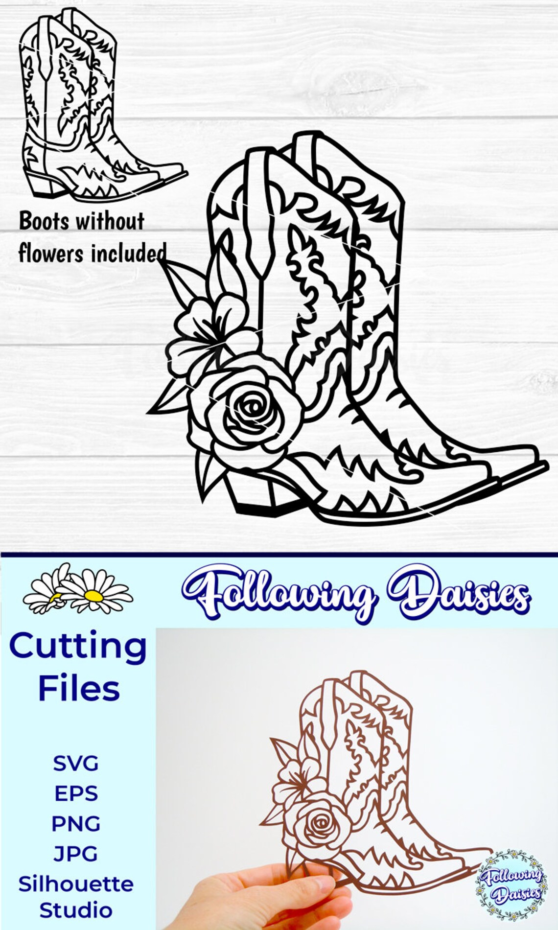 COWBOY BOOTS SVG Boots Decorated With Flowers Western - Etsy