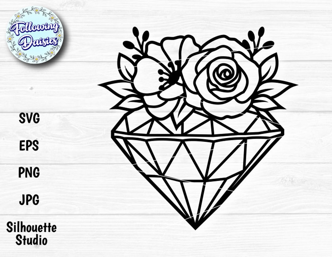 FLORAL DIAMOND SVG, Wedding, Jewelry, Fashion, Flowers, Gift, Love ...