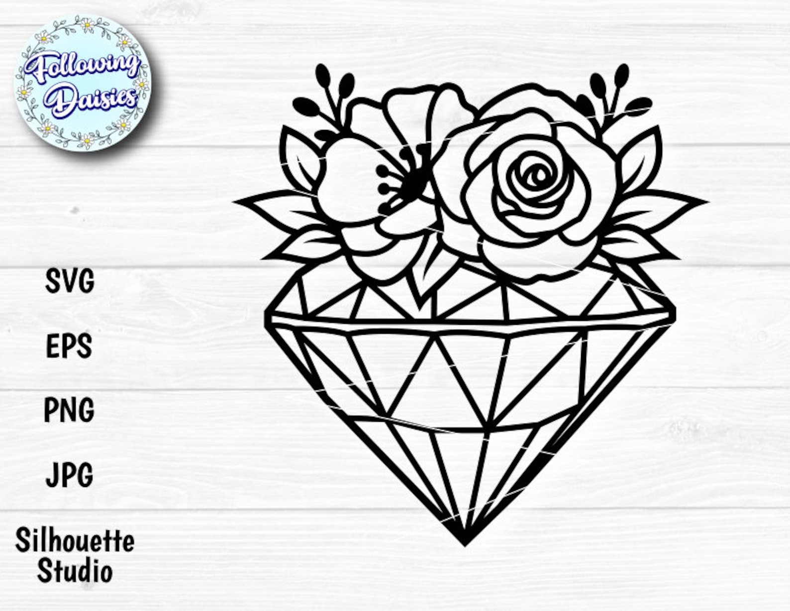 FLORAL DIAMOND SVG Wedding Jewelry Fashion Flowers Gift - Etsy