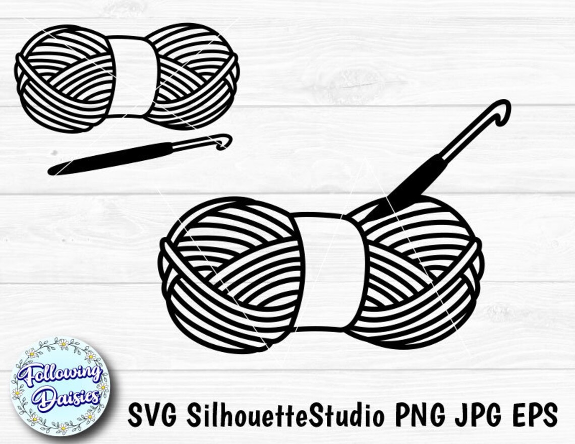 BALL of Wool With CROCHET Hook SVG, Ball of Yarn, Crochet Hook ...