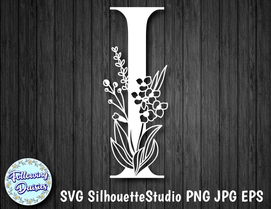 FLORAL LETTER I in Svg, Decorative Initial, Paper Cut Template, Instant ...