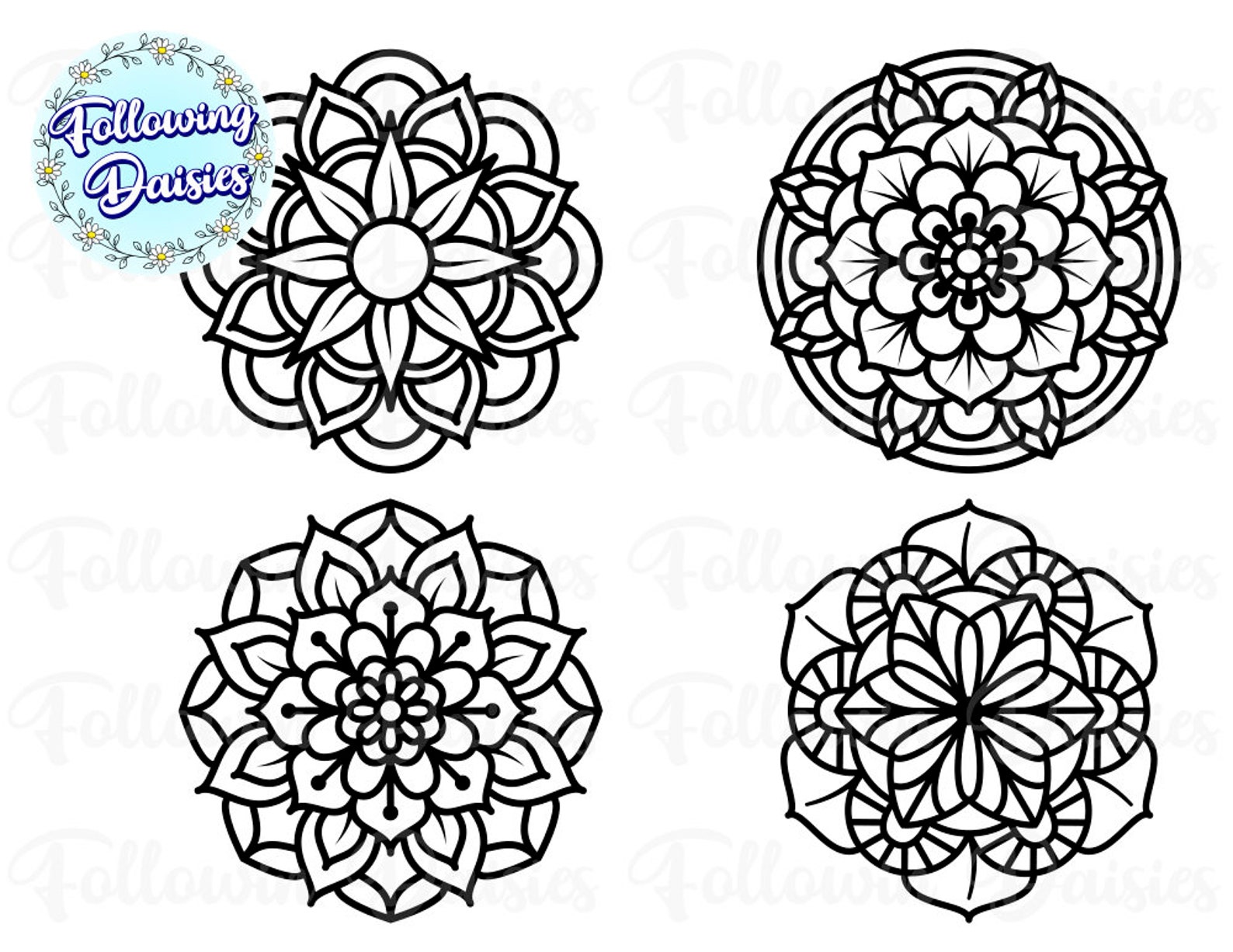 MANDALAS en SVG Nº 1 Mandalas vector Mandala silueta | Etsy