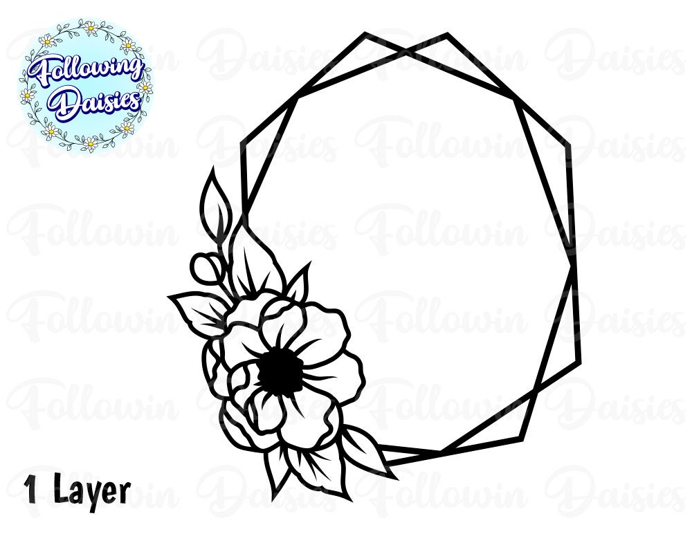 FLORAL FRAMES No.4 in SVG Geometric Frames Monogram Frame | Etsy