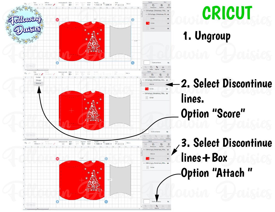 CHRISTMAS Pillow BOX Template, Christmas Box SVG, Gift Box Template ...