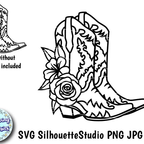 Cowboy Boots With Flowers Svg Boots Decorated With Flowers - Etsy