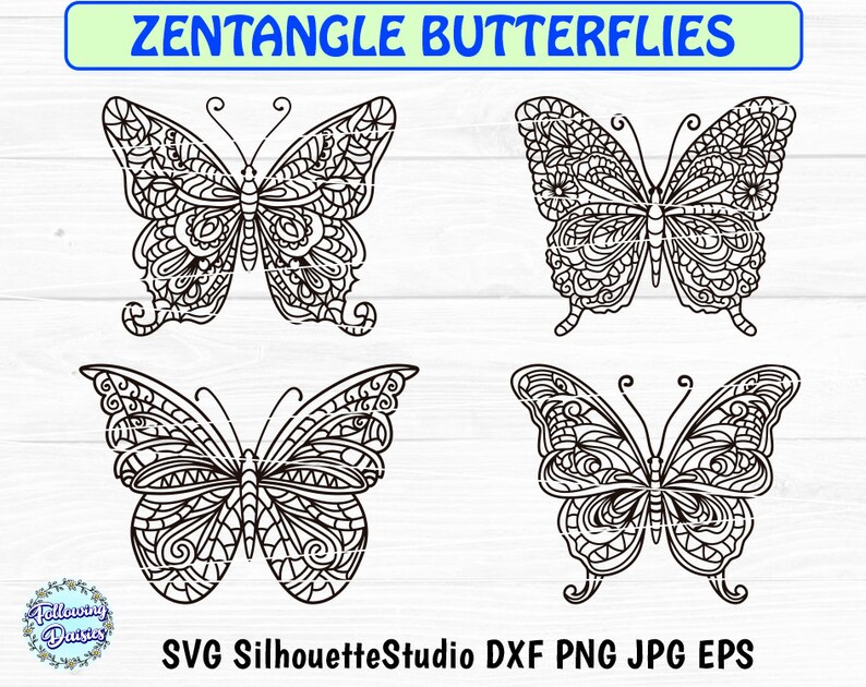 Zentangle Butterfly SVG Bundle: Cricut & Silhouette Cut Files - Etsy