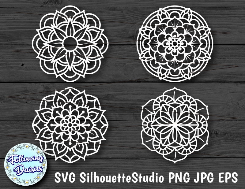 MANDALAS in SVG No 1, Mandala Vector, Mandala Silhouette, Paper Cut ...