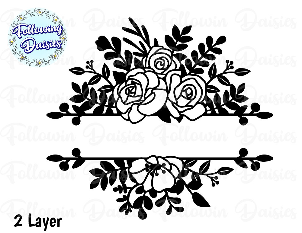 TEXT DIVIDER SVG Wedding Flowers Paper Cut Template Svg - Etsy