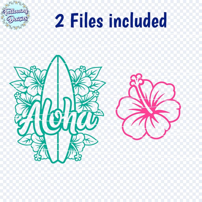 Aloha Surf SVG, Hibiscus Flower, Laser Cut Ready, Cricut & Silhouette ...