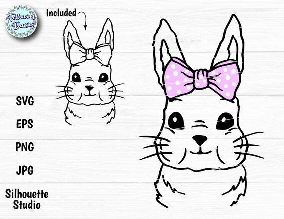 BUNNY SVG Bunny With Bow Easter Bunny Bunny Easter Bunny | Etsy