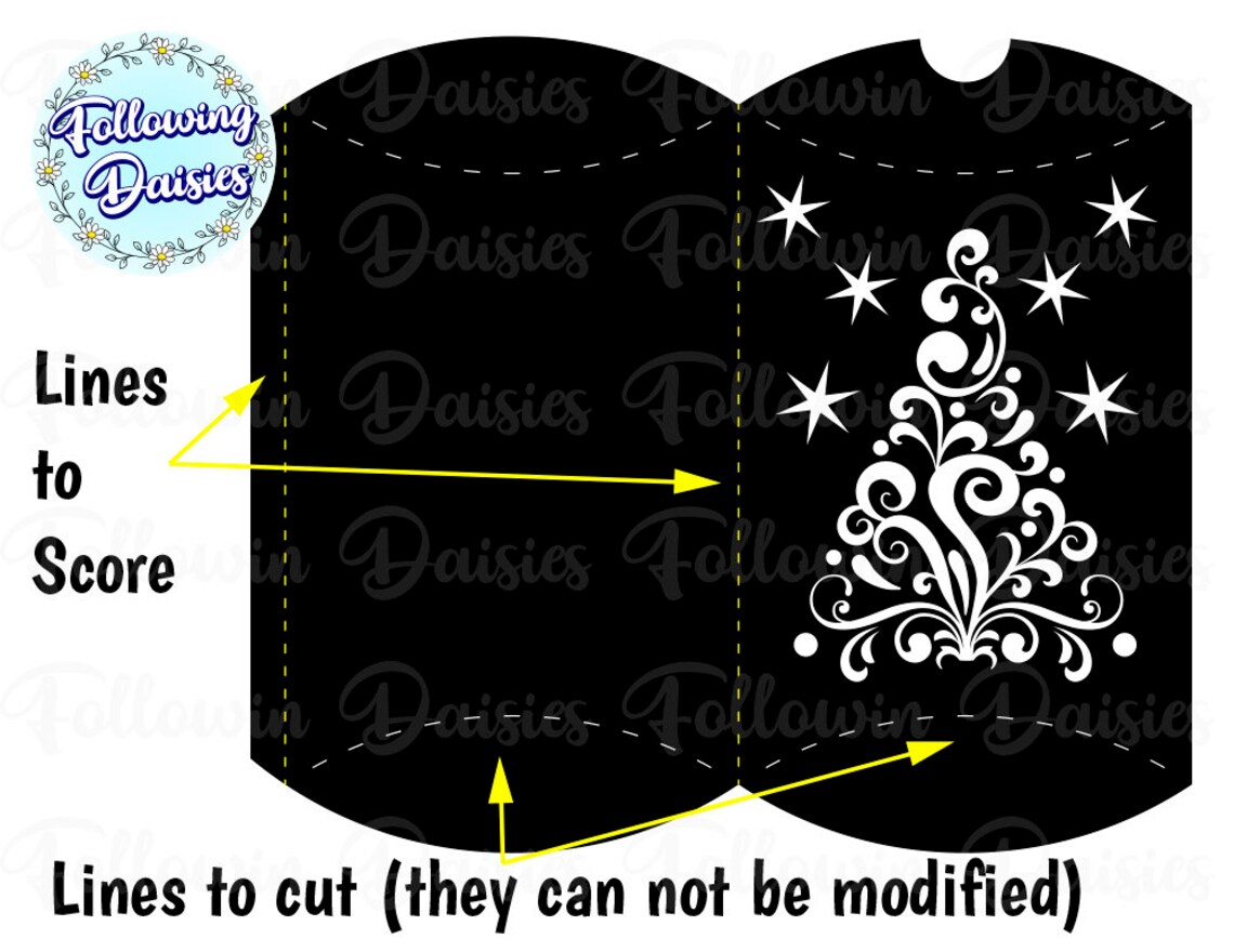 CHRISTMAS Pillow BOX Template, Christmas Box SVG, Gift Box Template ...