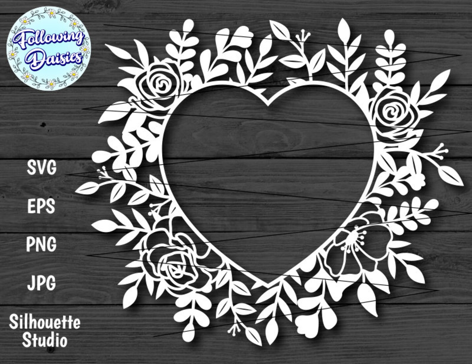 FLOWER HEART in SVG Heart Decorated With Flowers Heart | Etsy