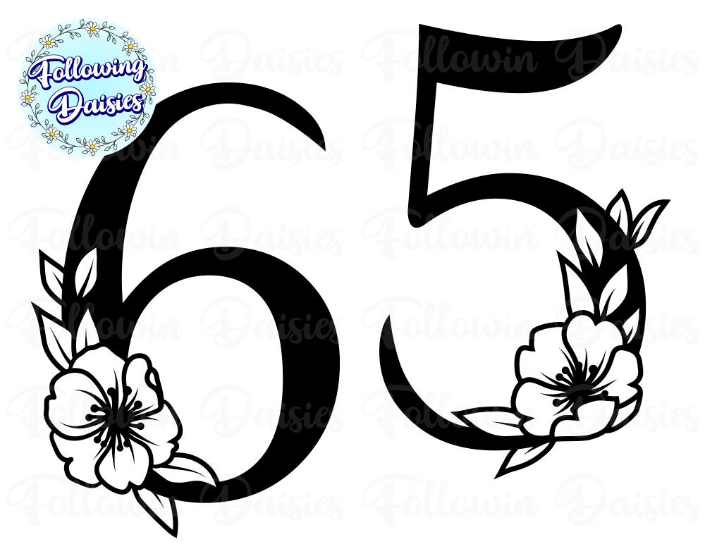 FLORAL NUMBERS in SVG, Anniversary, Birthday, Numbers Decorated With ...
