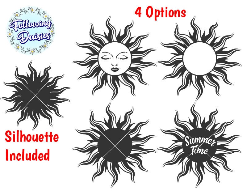 SUN FACE SVG Sun Vector Sun Silhouette Svg Files for Cricut - Etsy