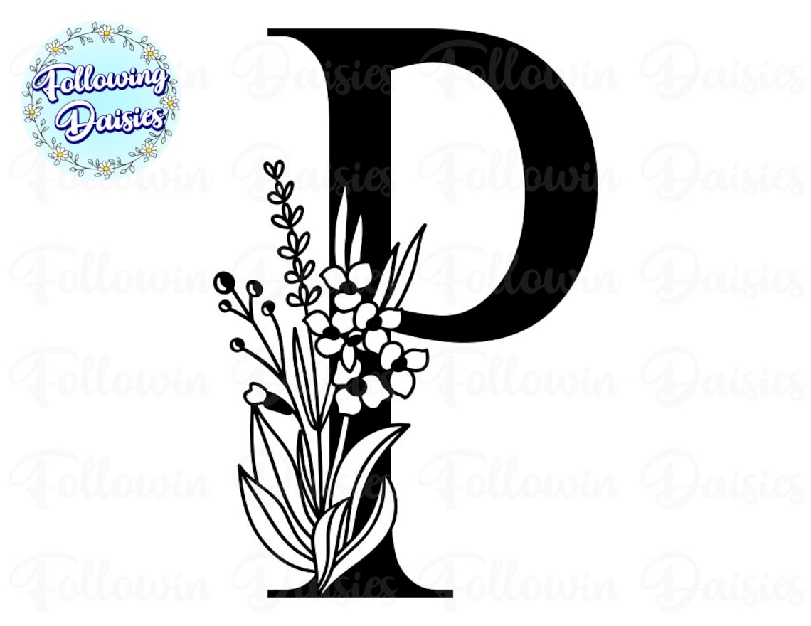 Floral Letter P In Svg Decorative Initial Paper Cut Etsy