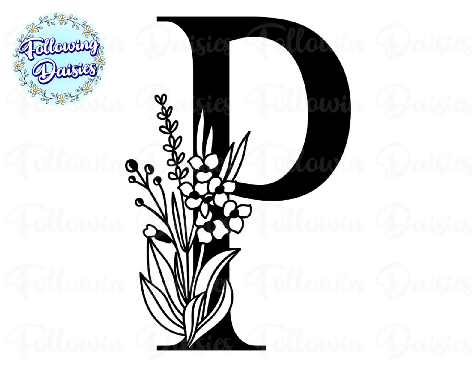 LETRA P Floral en SVG Letra P decorada con flores Archivos | Etsy