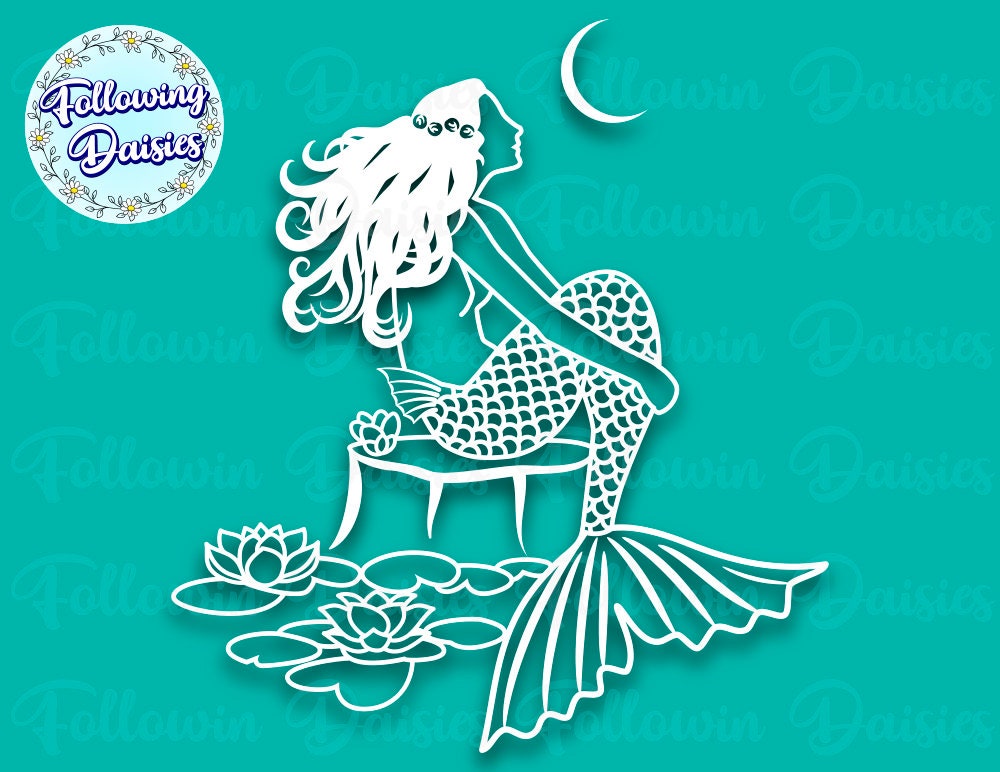SIRENA en SVG Silueta de Sirena Archivos de corte para | Etsy