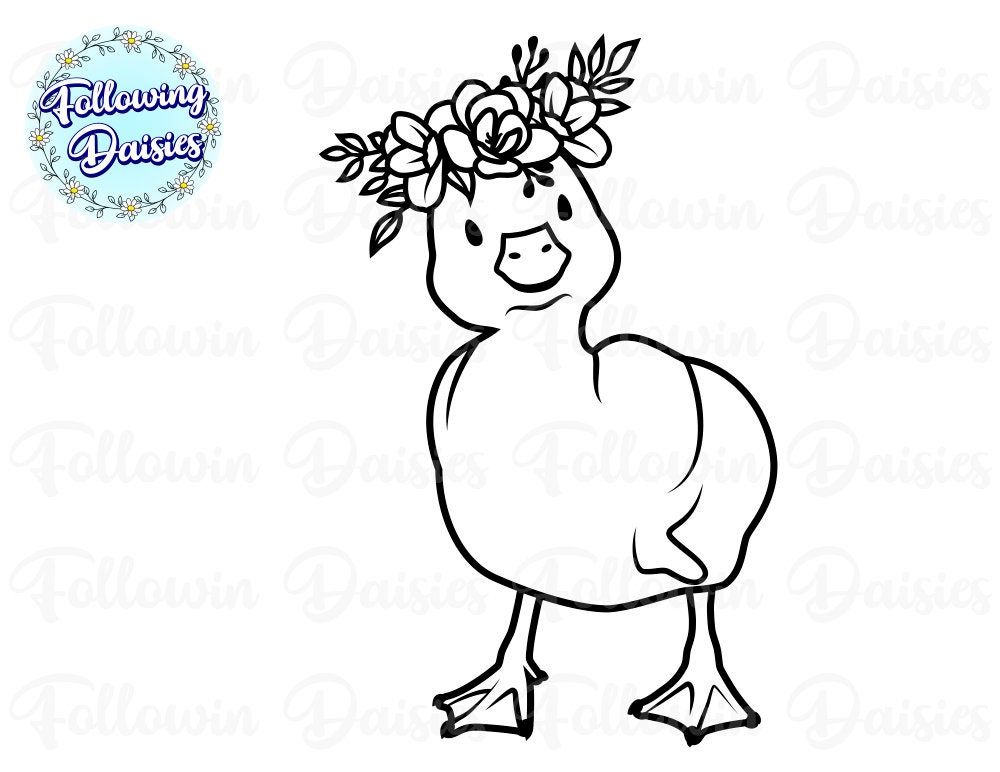 BABY DUCK in SVG Flowers Bouquet Farm Duckling Floral | Etsy