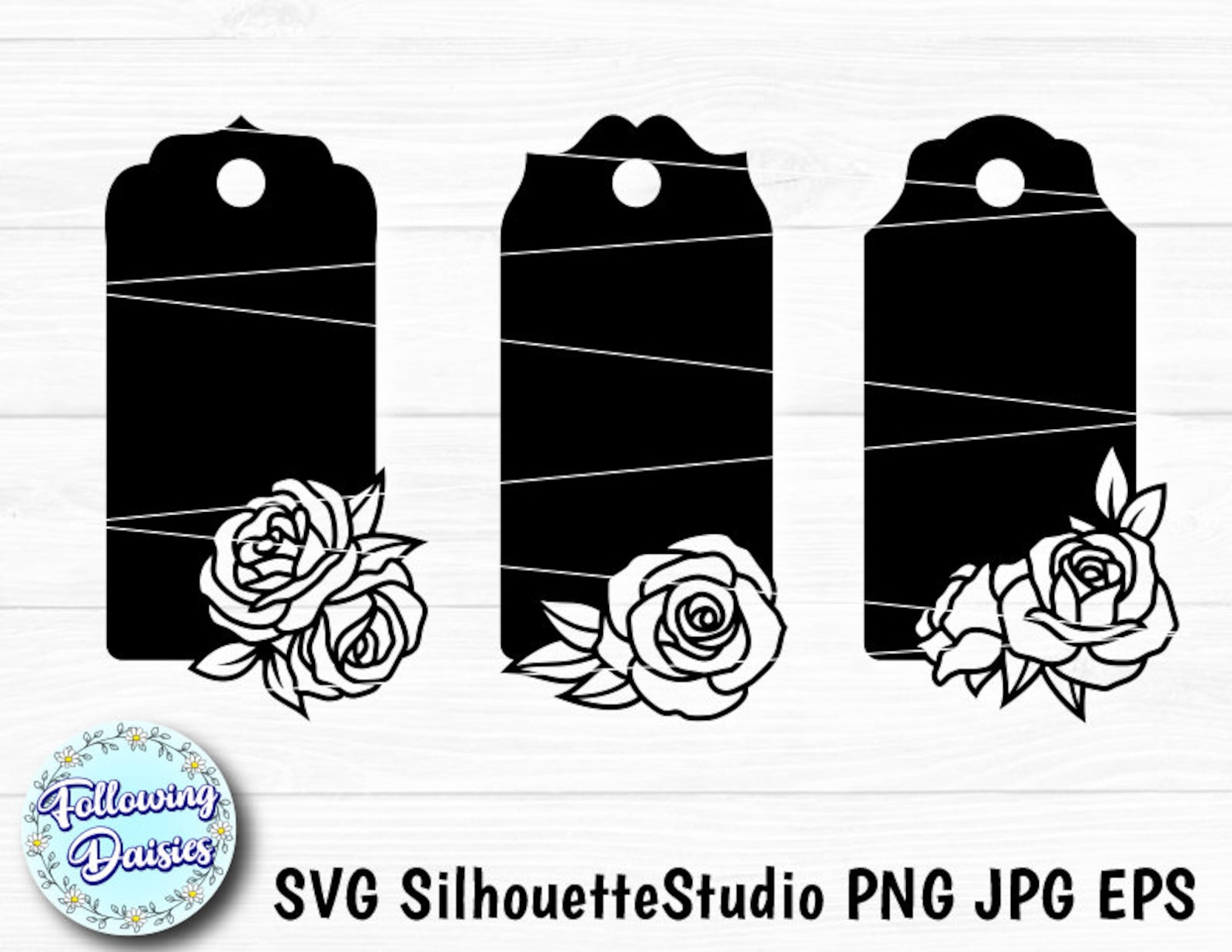 FLORAL TAGS SVG Roses Floral Decoration Flowers Gift Tags - Etsy