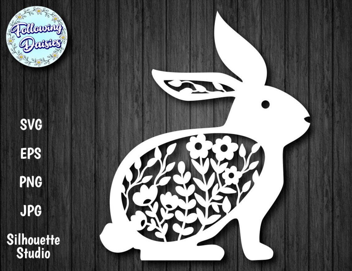 CONEJO de PASCUA en SVG Silueta de conejo decorada con | Etsy