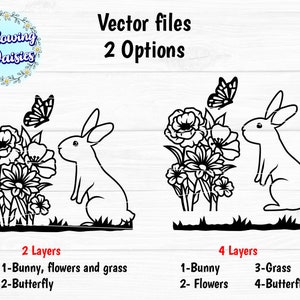 RABBIT and FLOWERS in SVG, Easter Rabbit, Floral Bunny, Bunny ...