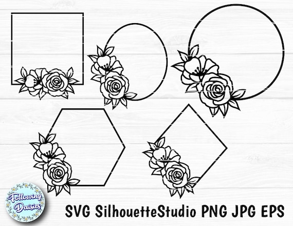 FLORAL FRAMES SVG Geometric Frames Monogram Frame Circle - Etsy
