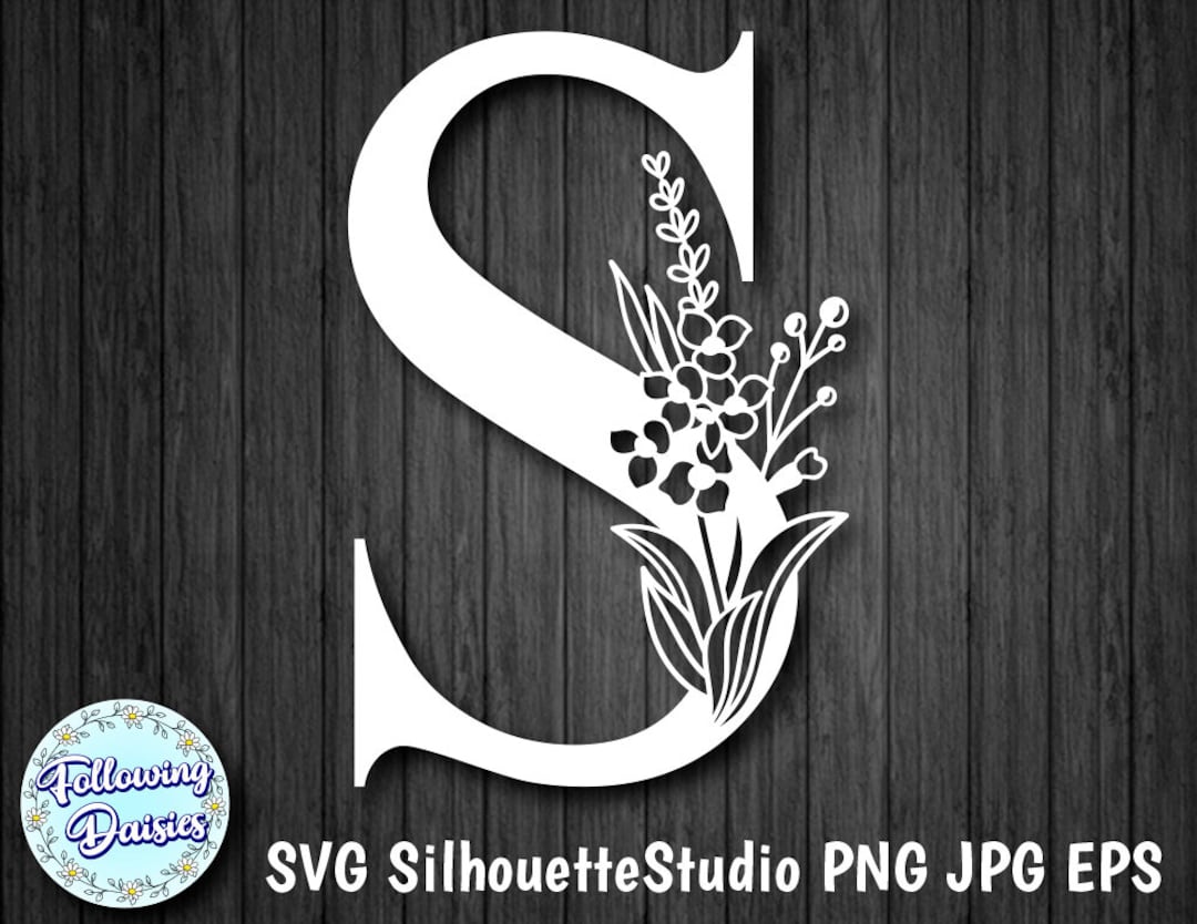 FLORAL LETTER S in Svg, Decorative Initial, Paper Cut Template, Instant ...