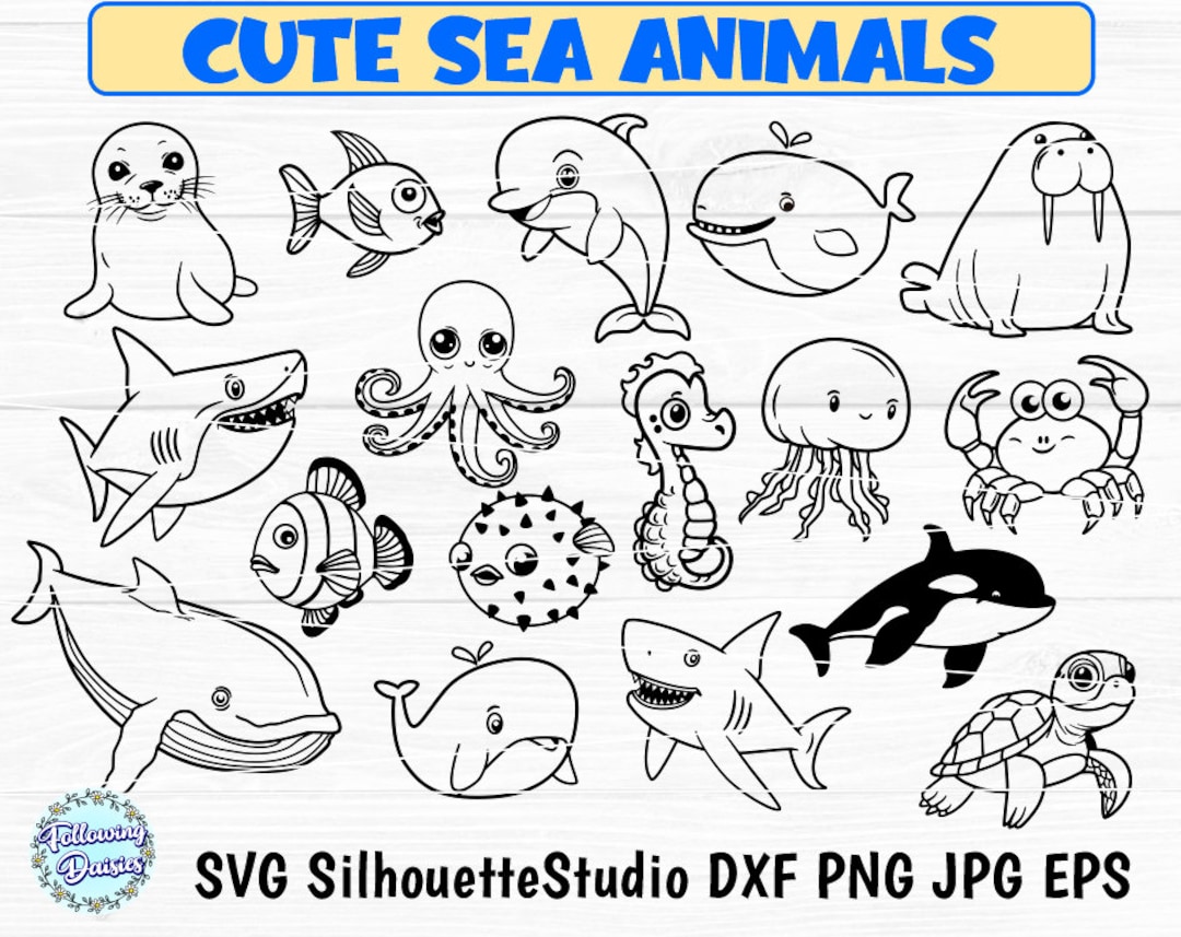 SEA ANIMALS SVG Ocean Animals Svg Cute Sea Animals Svg - Etsy Hong Kong