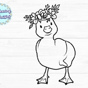 BABY DUCK in SVG, Flowers Bouquet, Farm, Duckling, Floral Wreath, Paper ...