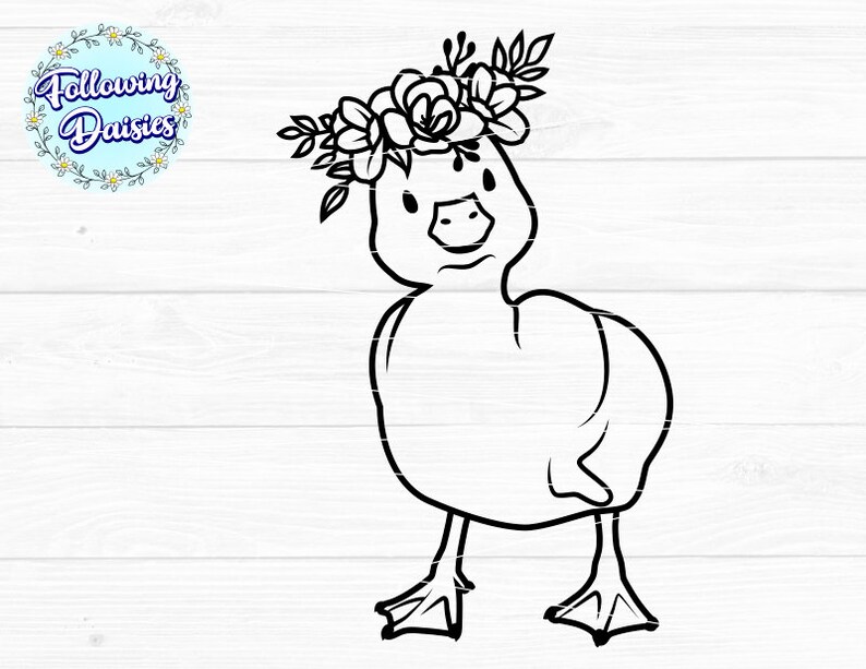 BABY DUCK in SVG, Flowers Bouquet, Farm, Duckling, Floral Wreath, Paper ...