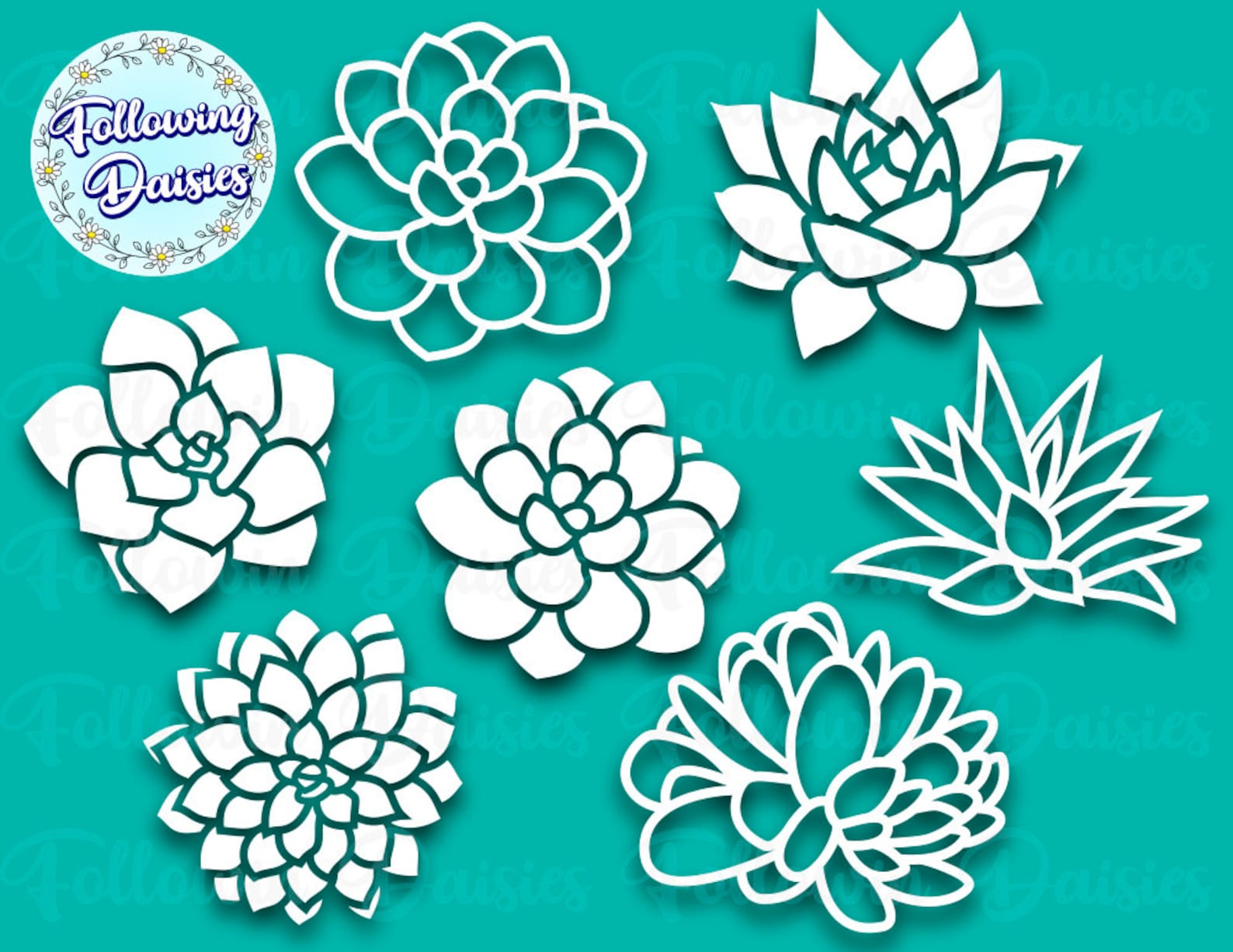 SUCCULENTS BUNDLE in SVG, 28 Succulents Silhouettes, Paper Cut Template ...