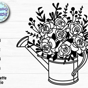 WATERING CAN SVG, Waterin Can With Flowers, Bouquet of Roses, Instant ...