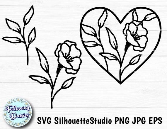 FLOWER HEART SVG Flowers Love Valentine's Day Floral - Etsy
