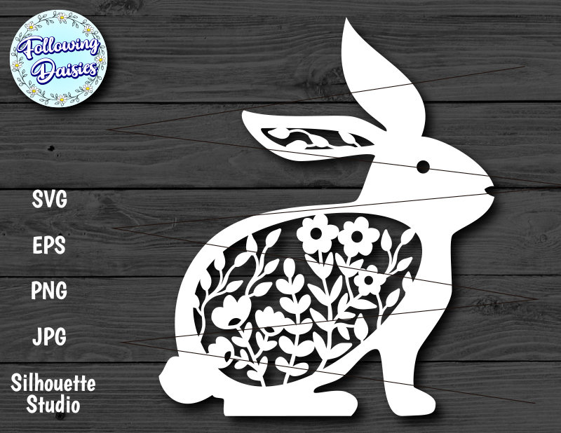 EASTER BUNNY in SVG Floral Rabbit Easter Decorarions Svg | Etsy
