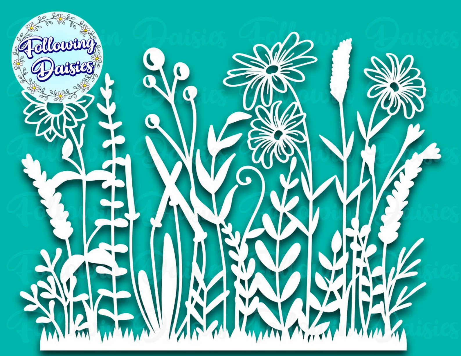 FLOWERING MEADOW in SVG Flowers Floral Decoration Instant - Etsy